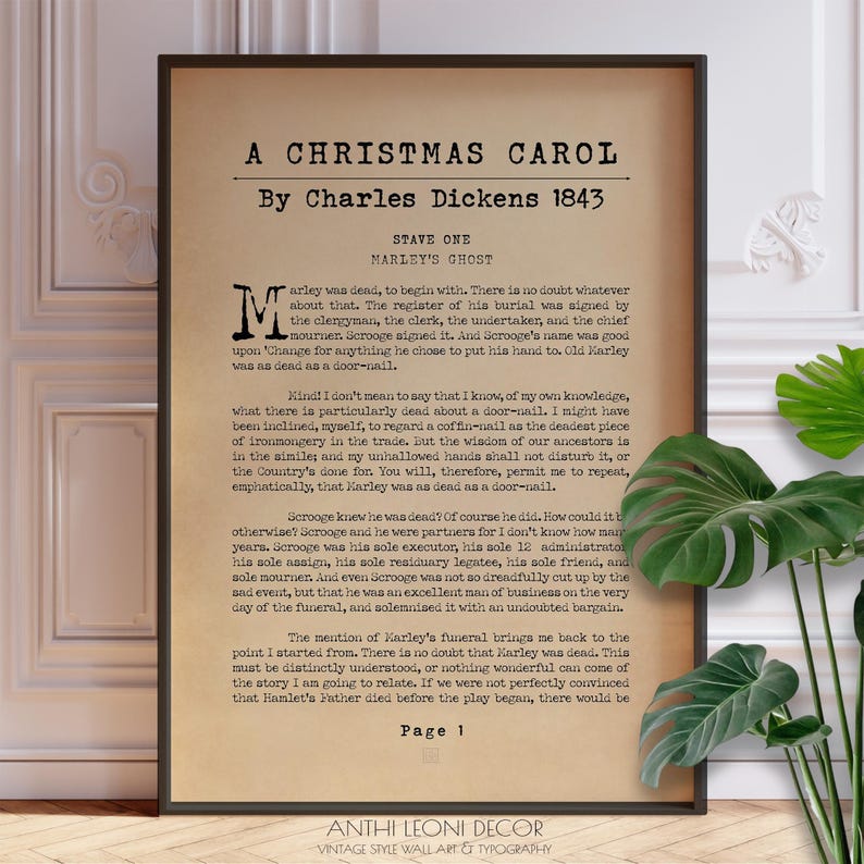Charles Dickens A Christmas Carol Print - Vintage Literary Wall Art - Etsy