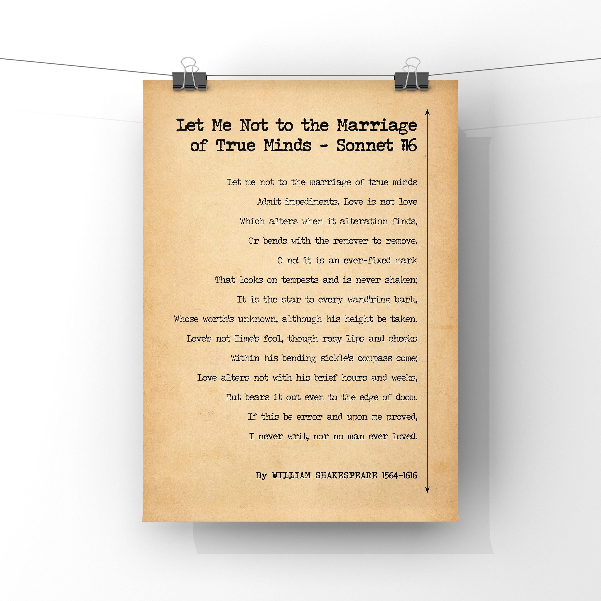 Sonnet 116 Let Me Not to the Marriage of True Minds by William | Etsy