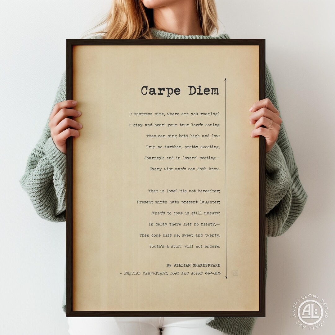 Carpe Diem Seize the Day Poem Print William Shakespeare Poetry Poster ...