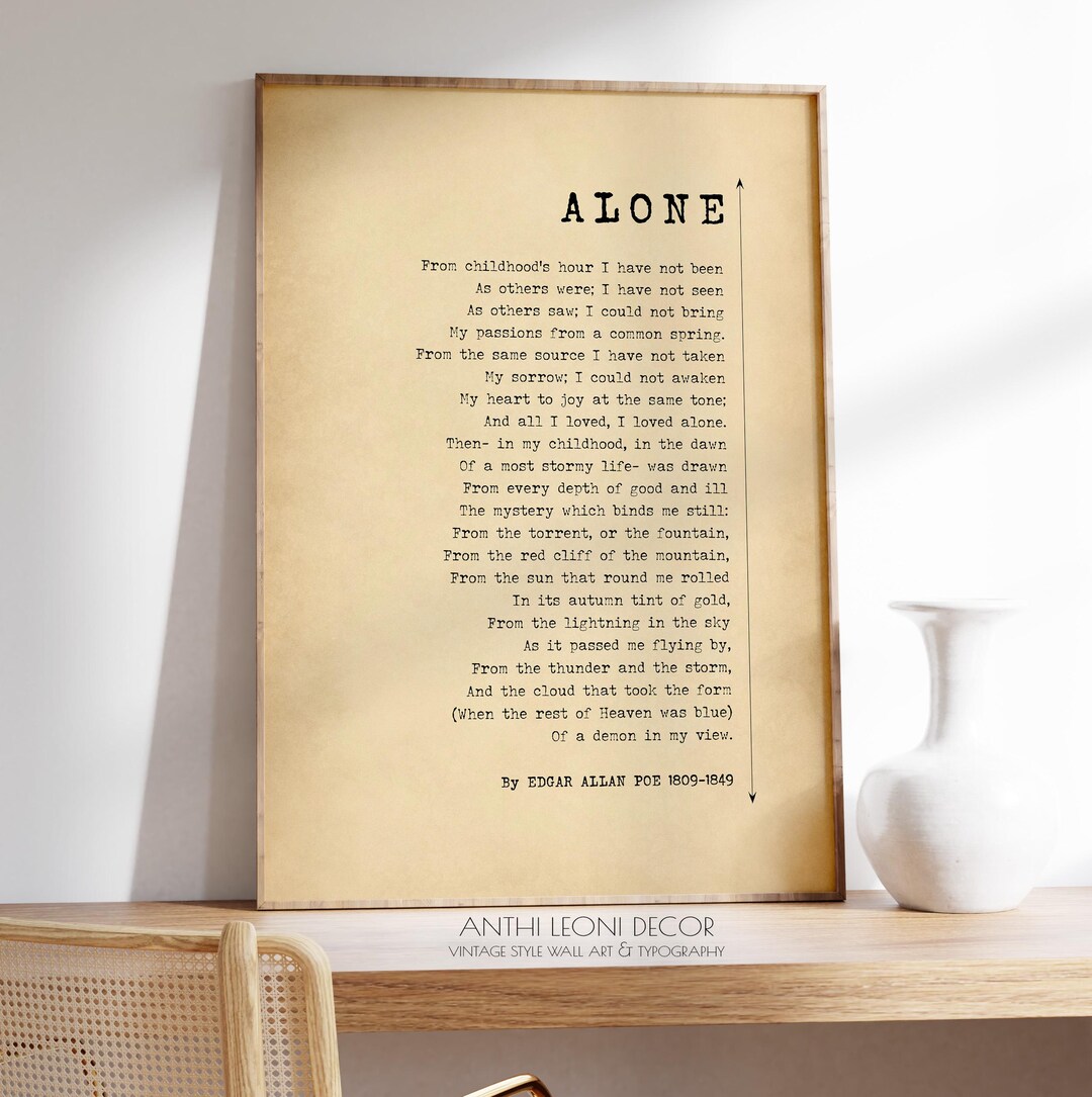 Alone Poem by Edgar Allan Poe | Poe Poem Print | Classic American ...