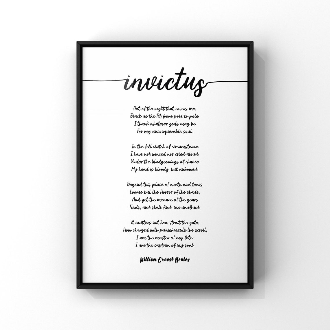 Invictus Poem Print by William Ernest Henley Invictus Poetry - Etsy