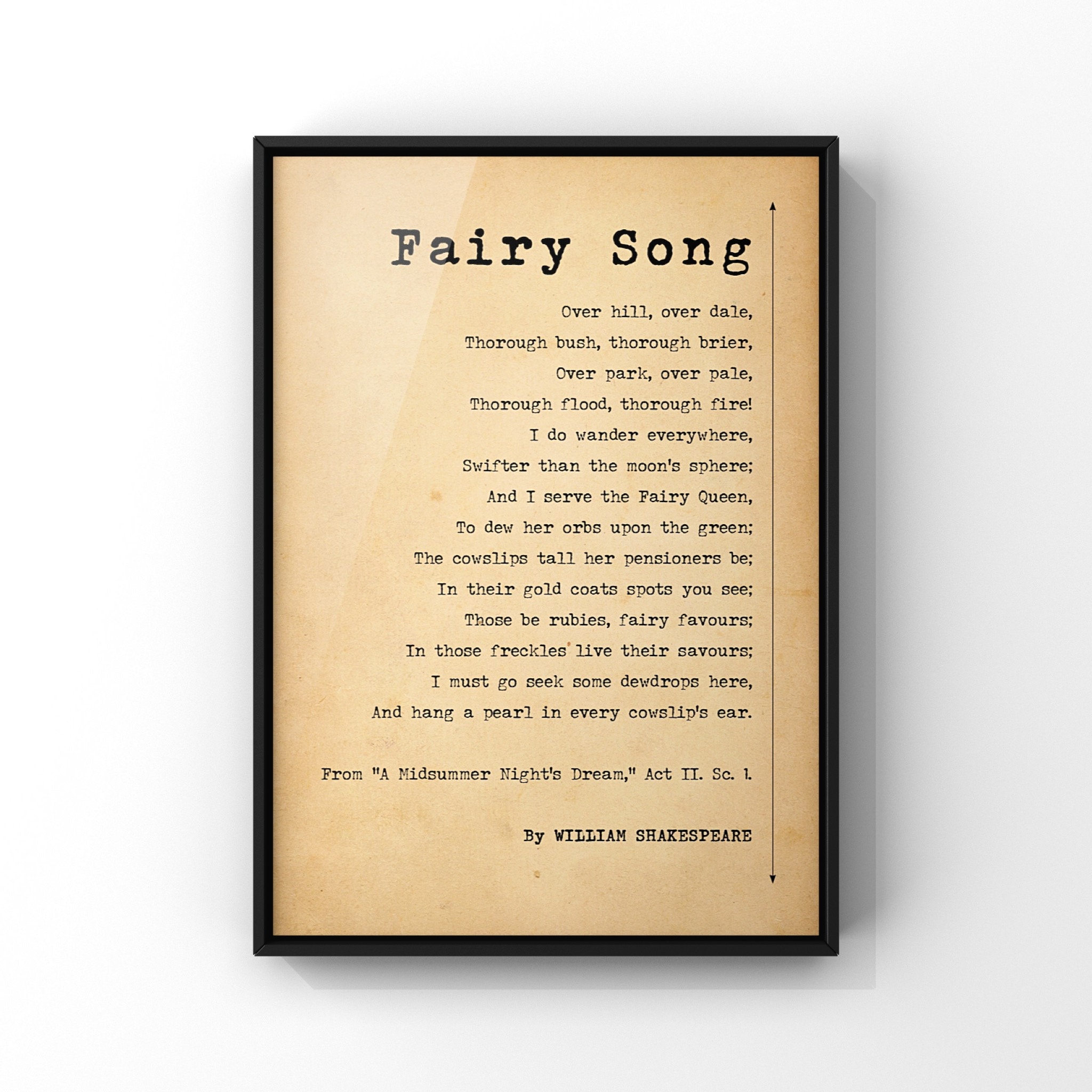 Fairy Song A Poem by William Shakespeare Poster Print | Etsy