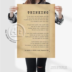 Thinking Poem by Walter D Wintle Unity Magazine Version Poster Print ...