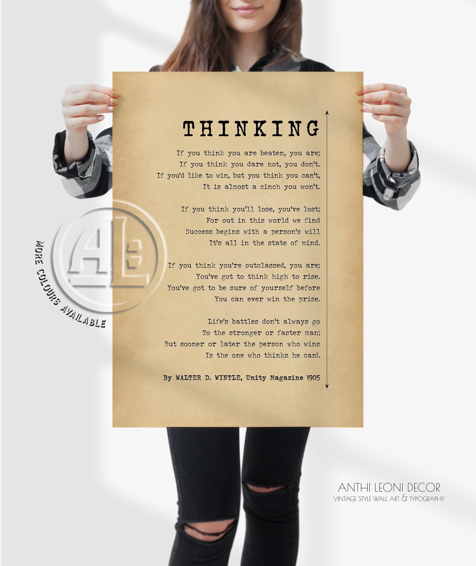 Walter D Wintle Thinking Poem Print - Motivational Office Wall Art ...