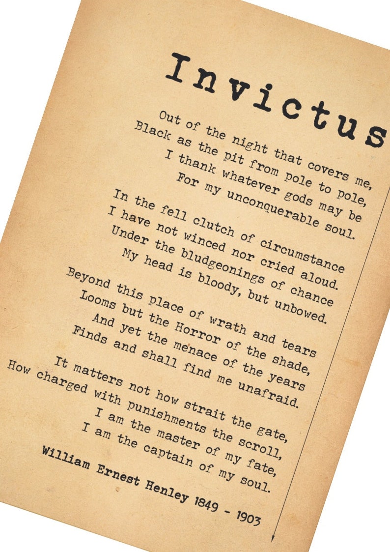 Invictus Invictus Poem by William Ernest Henley Poster Print | Etsy