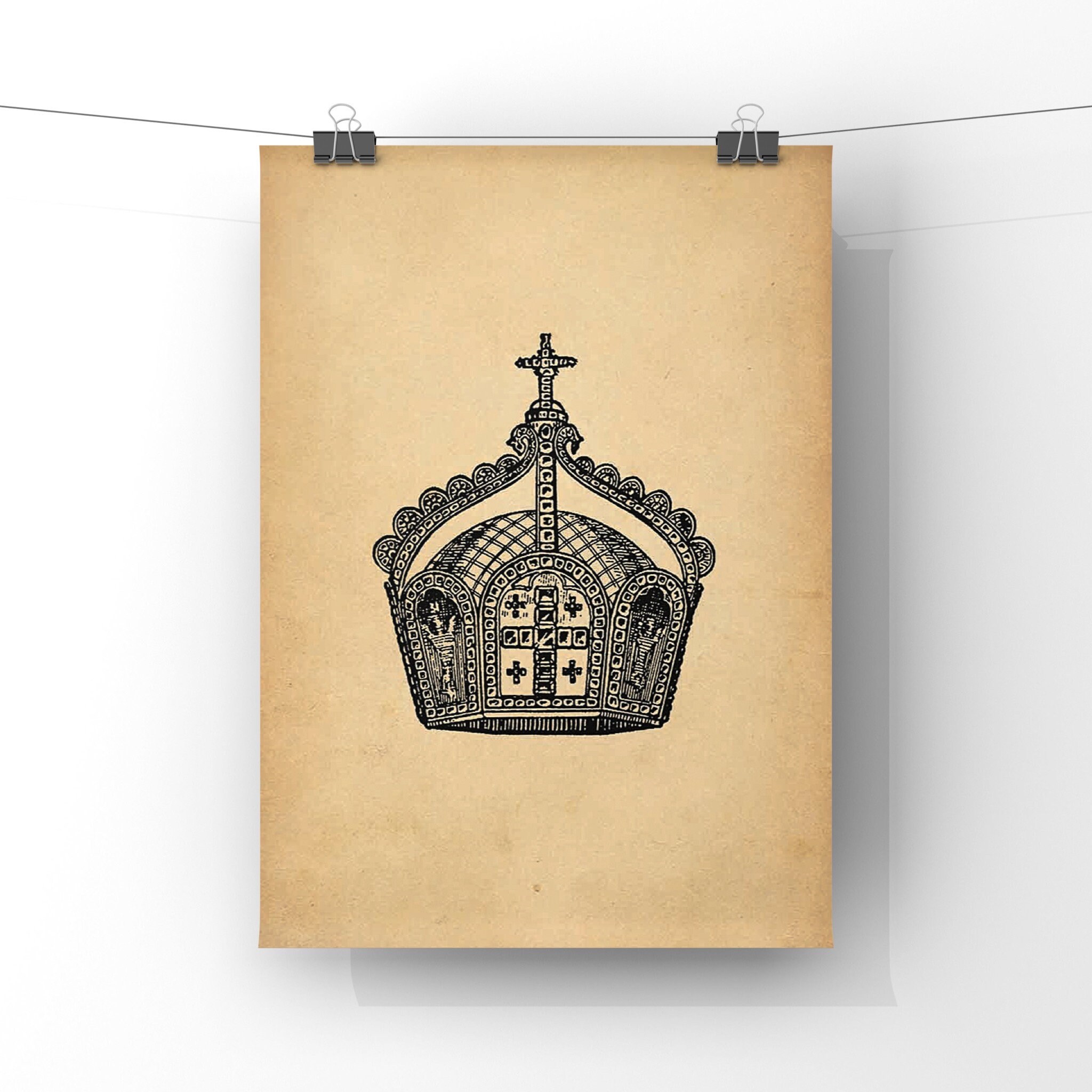 Antique Crown Poster Print 3 Majestic Crowns Silhouette | Etsy