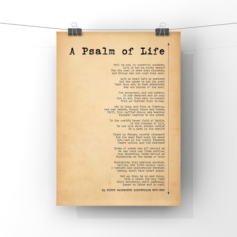 A Psalm of Life Poem by Henry Wadsworth Longfellow Poster - Etsy UK