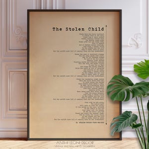 The Stolen Child Poem Print |the Loss of Innocence by William Butler ...