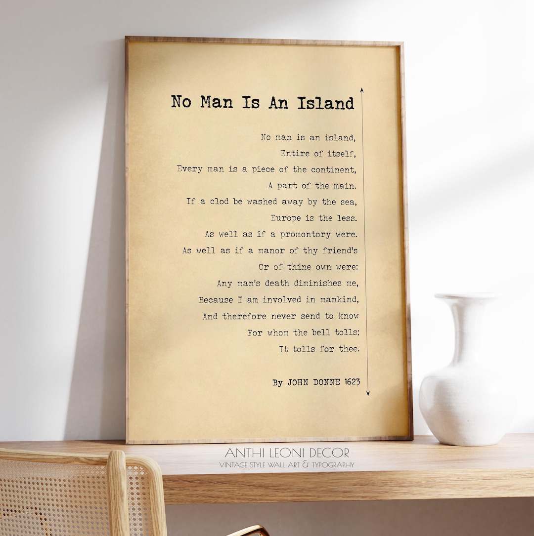 No Man is an Island by John Donne | No Man is an Island Print | Mens ...