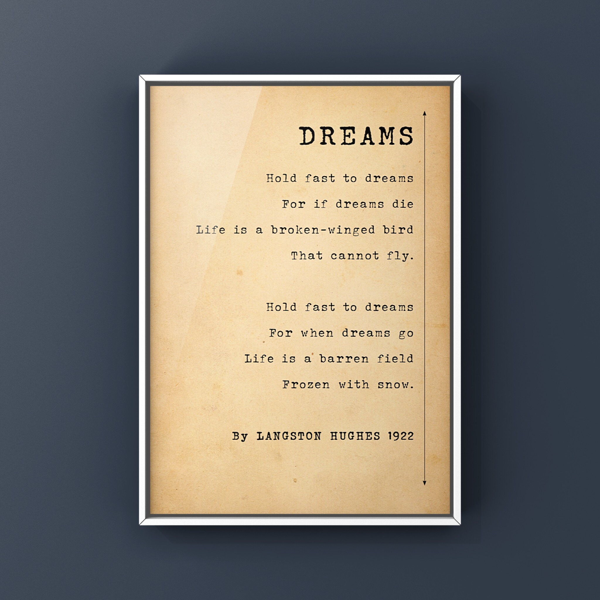 Dreams Dreams Poem by Langston Hughes 1922 Poster Print | Etsy