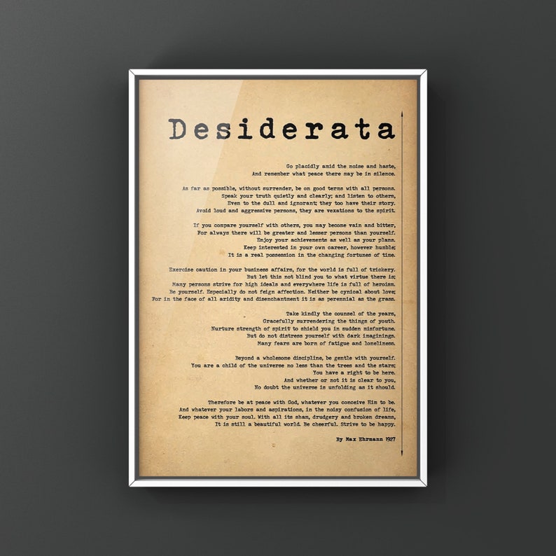 Desiderata Desiderata Poem by Max Ehrmann 1927 Poster Print | Etsy