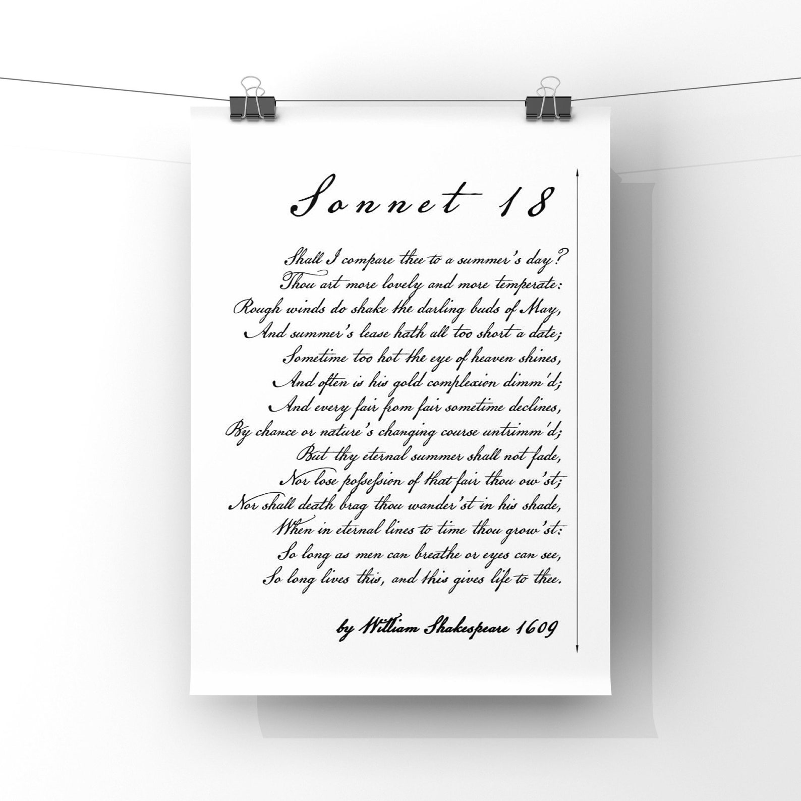 Sonnet 18 Poem by William Shakespeare Poster Print Popular - Etsy UK