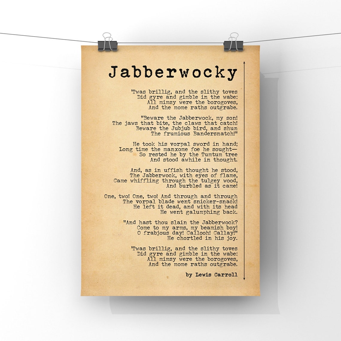 Jabberwocky Poem by Lewis Carroll Poster Print Nonsense Poem - Etsy