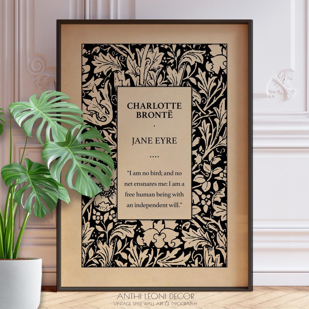 Jane Eyre Book Cover Art Poster Print, Charlotte Bronte Book Title Page ...