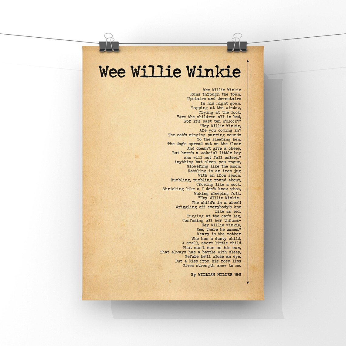 Wee Willie Winkie Poem by William Miller 1841 Poster Print - Etsy UK
