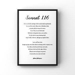Sonnet 116 Love Poem Poem by William Shakespeare Print | Wedding ...
