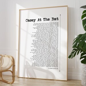 Casey at the Bat Poem by Ernest Thayer | Baseball Poem Poster Print ...