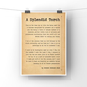 A Splendid Torch Quote by George Bernard Shaw Poster Quote | Etsy