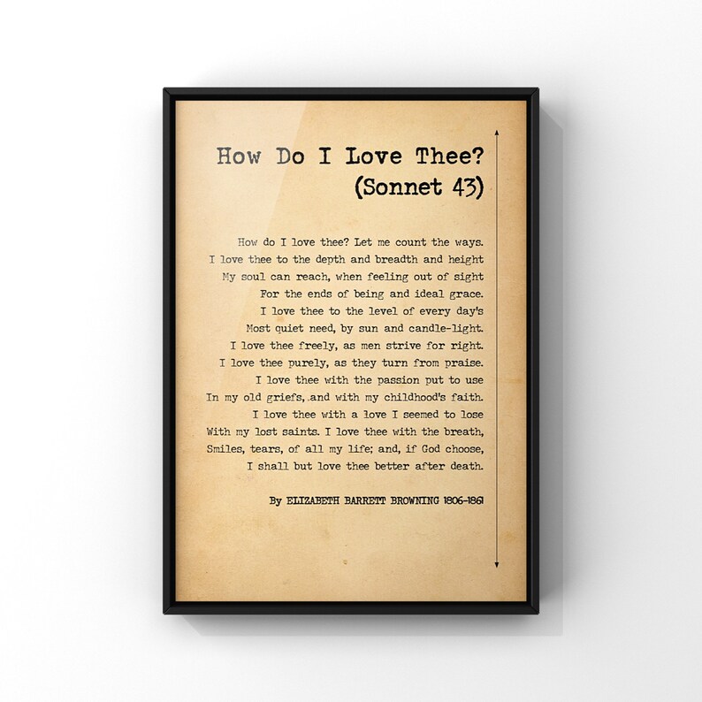 How Do I Love Thee Sonnet 43 by Elizabeth Barrett Browning - Etsy