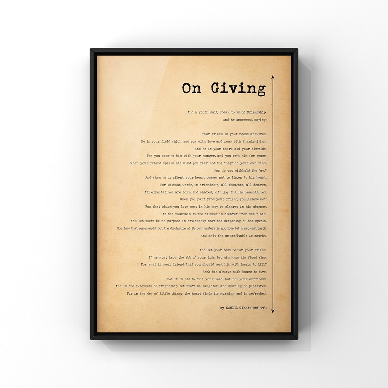 On Giving Poem by Kahlil Gibran Poem About Giving Gratitude - Etsy