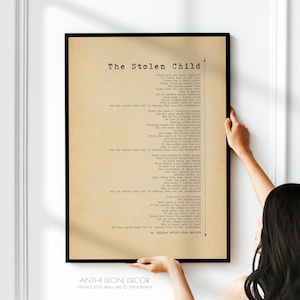 The Stolen Child Poem Print |the Loss of Innocence by William Butler ...