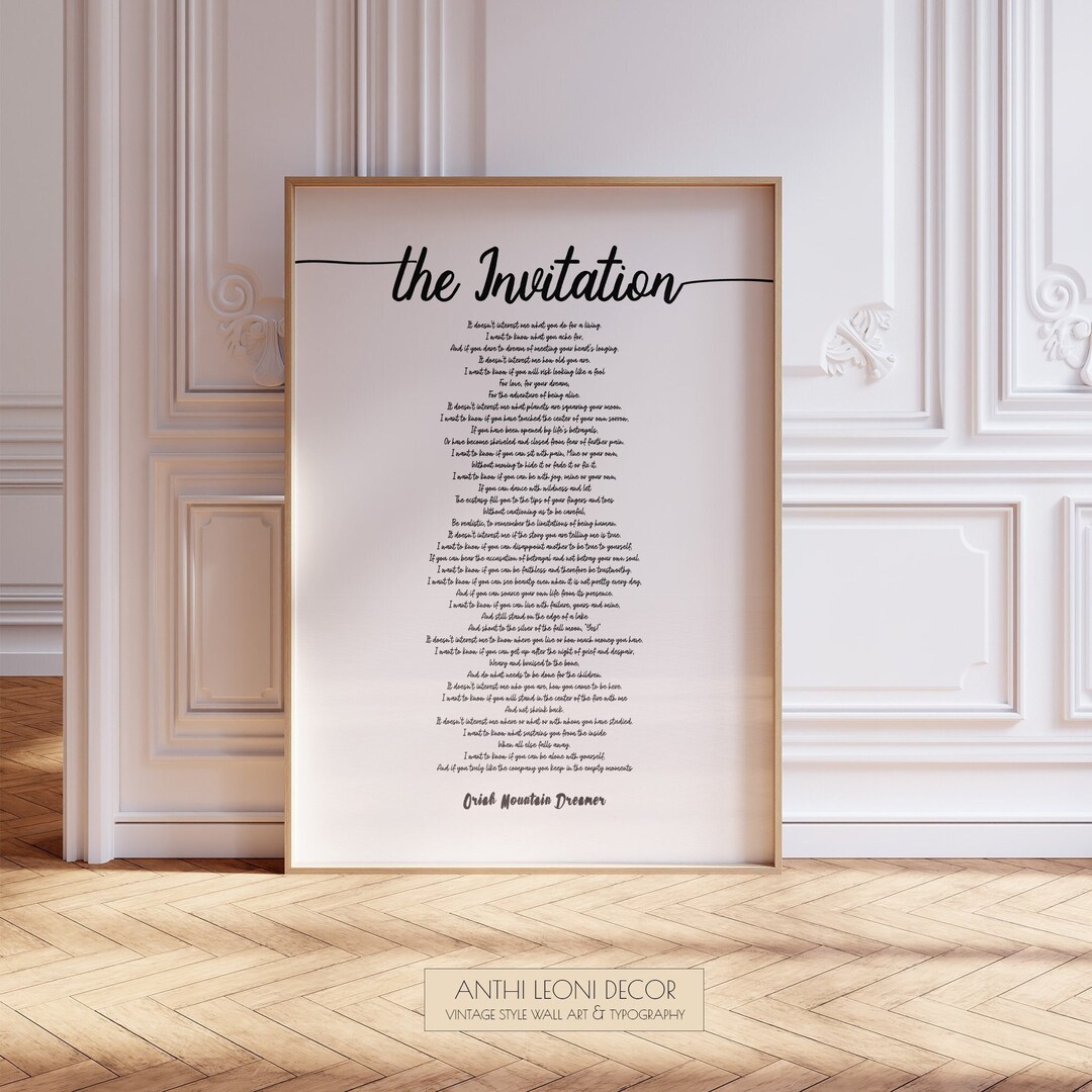 Oriah Mountain Dreamer the Invitation Prose Poem Poster Print Beautiful ...