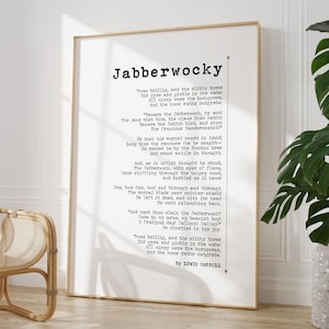 Lewis Carroll's Jabberwocky Nonsense Poem Verse Print | Alice in ...