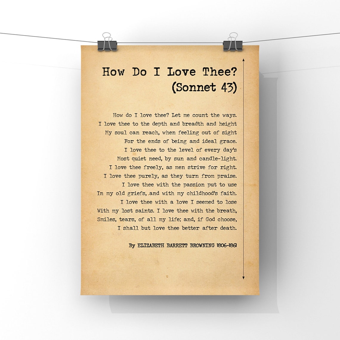 How Do I Love Thee Sonnet 43 by Elizabeth Barrett Browning | Etsy
