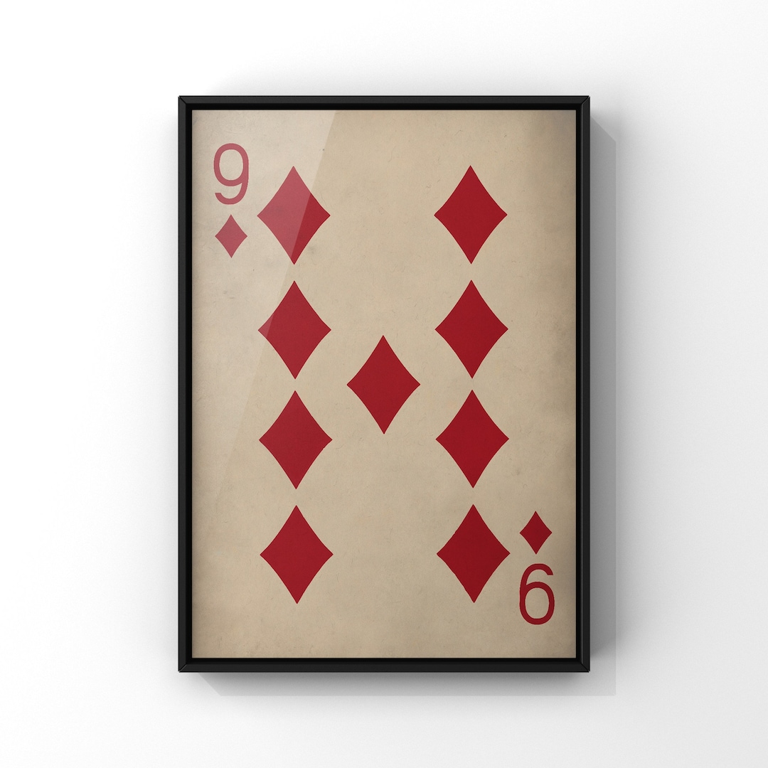 Nine of Diamonds Poster Print, Nine Diamonds Wall Decor, Vintage ...