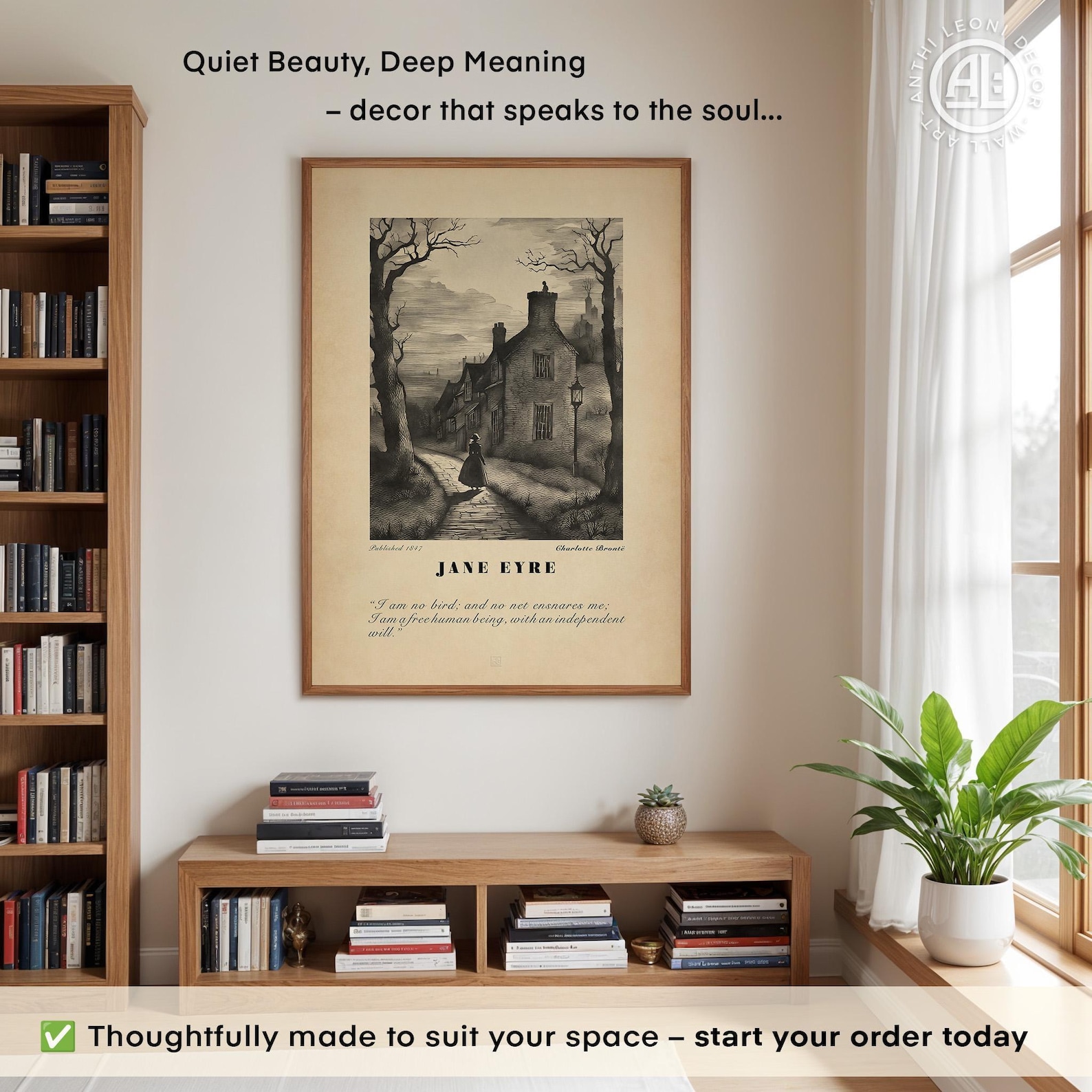 Jane Eyre Print Book Page Quote by Charlotte Bronte Wall Art Poster ...
