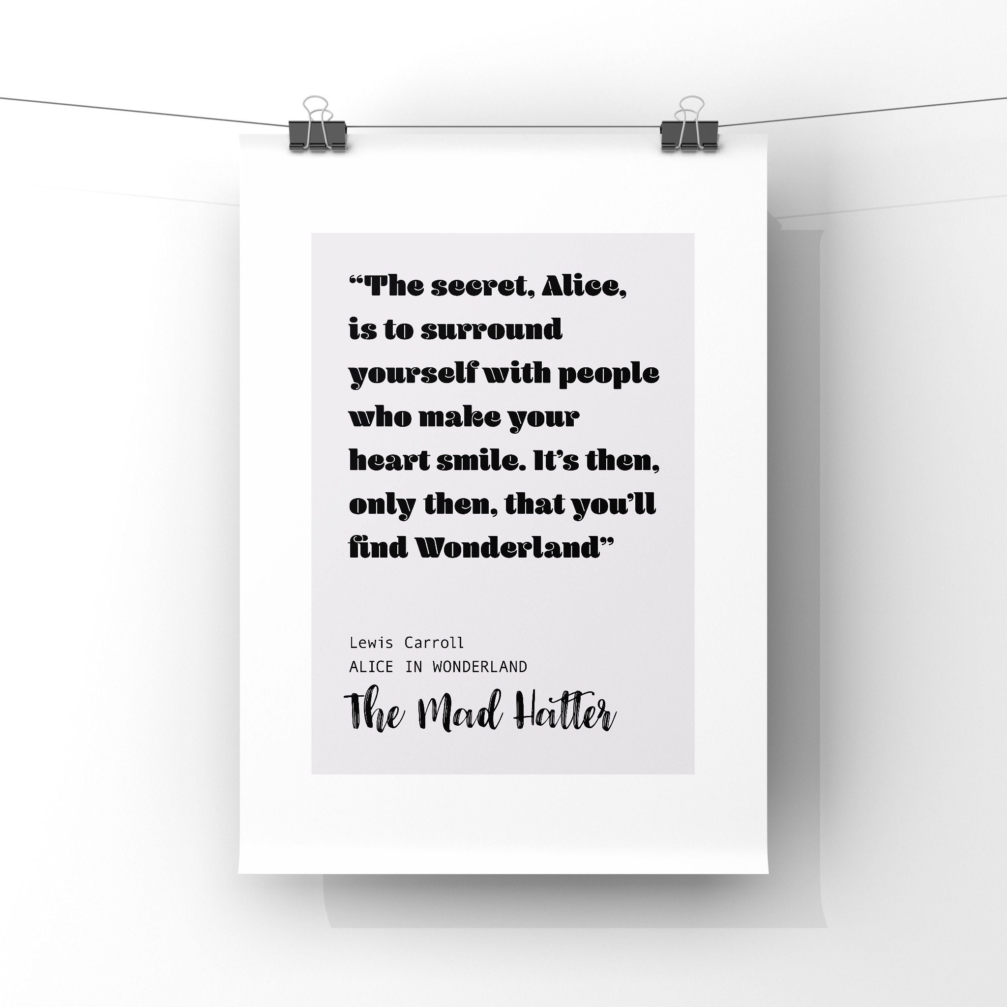 The Secret Alice Quote the Mad Hatter Alice in Wonderland - Etsy UK