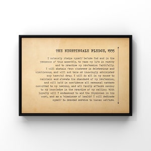 The Florence Nightingale Pledge 1935 Landscape Version Print the Nurses ...
