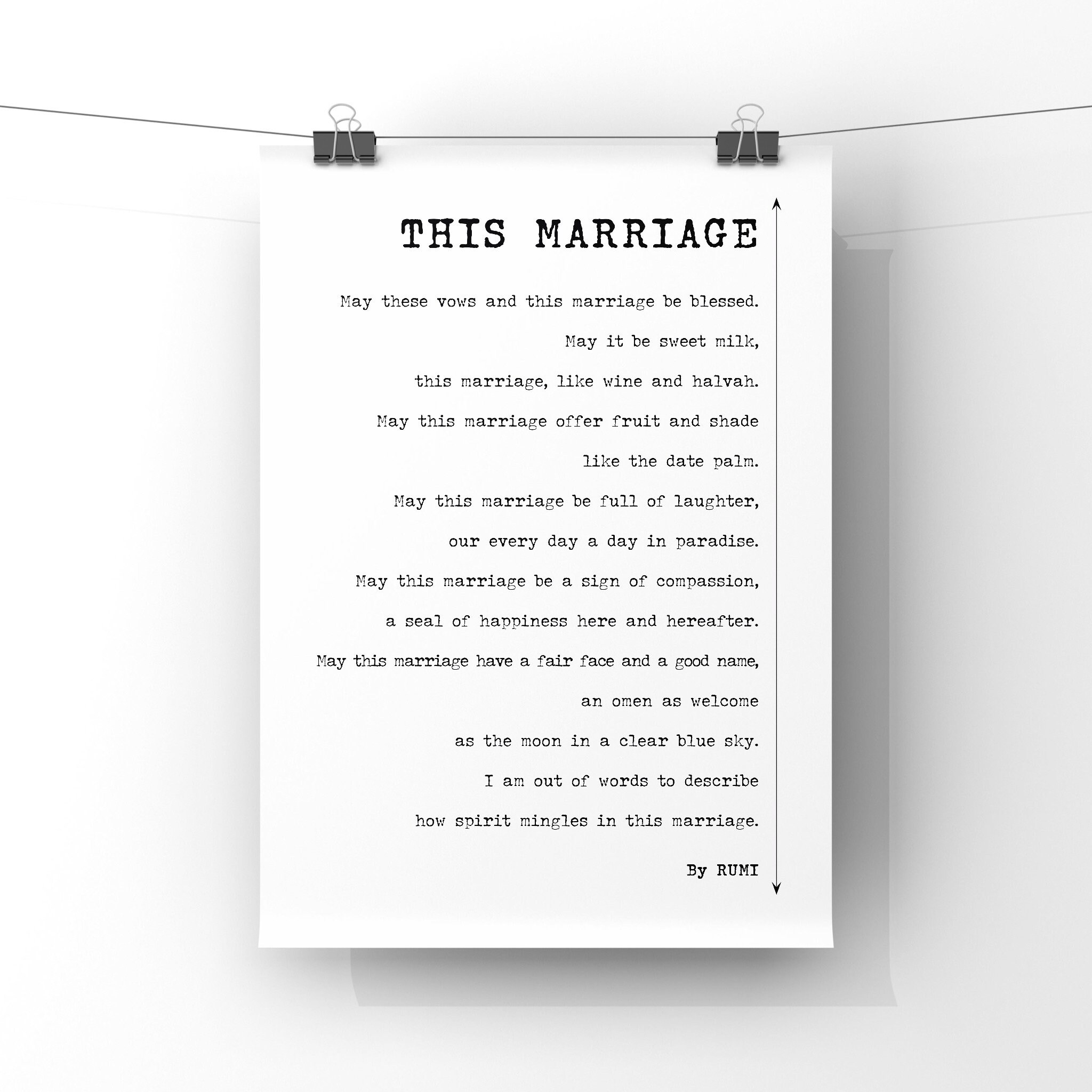 This Marriage Love Poem Poem by Rumi Poster Print Wedding | Etsy