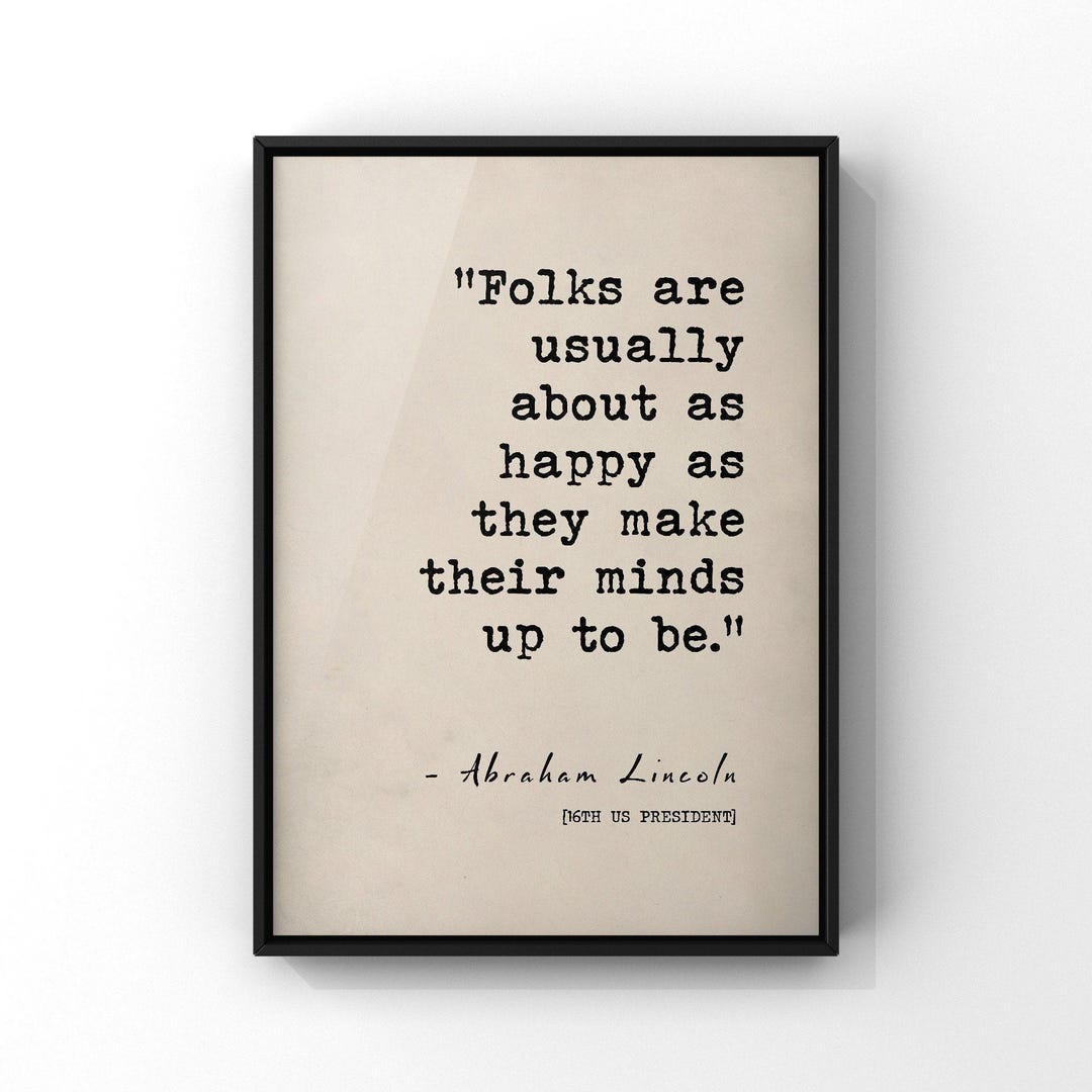 Abraham Lincoln Quote Poster - Typography Wall Art Print, Happiness ...