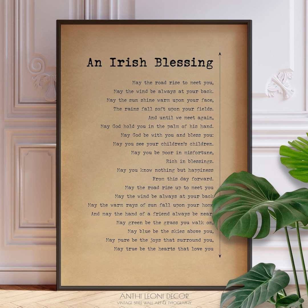 Irish Blessing Poem Print - Traditional Wedding Gift, May the Road Rise ...