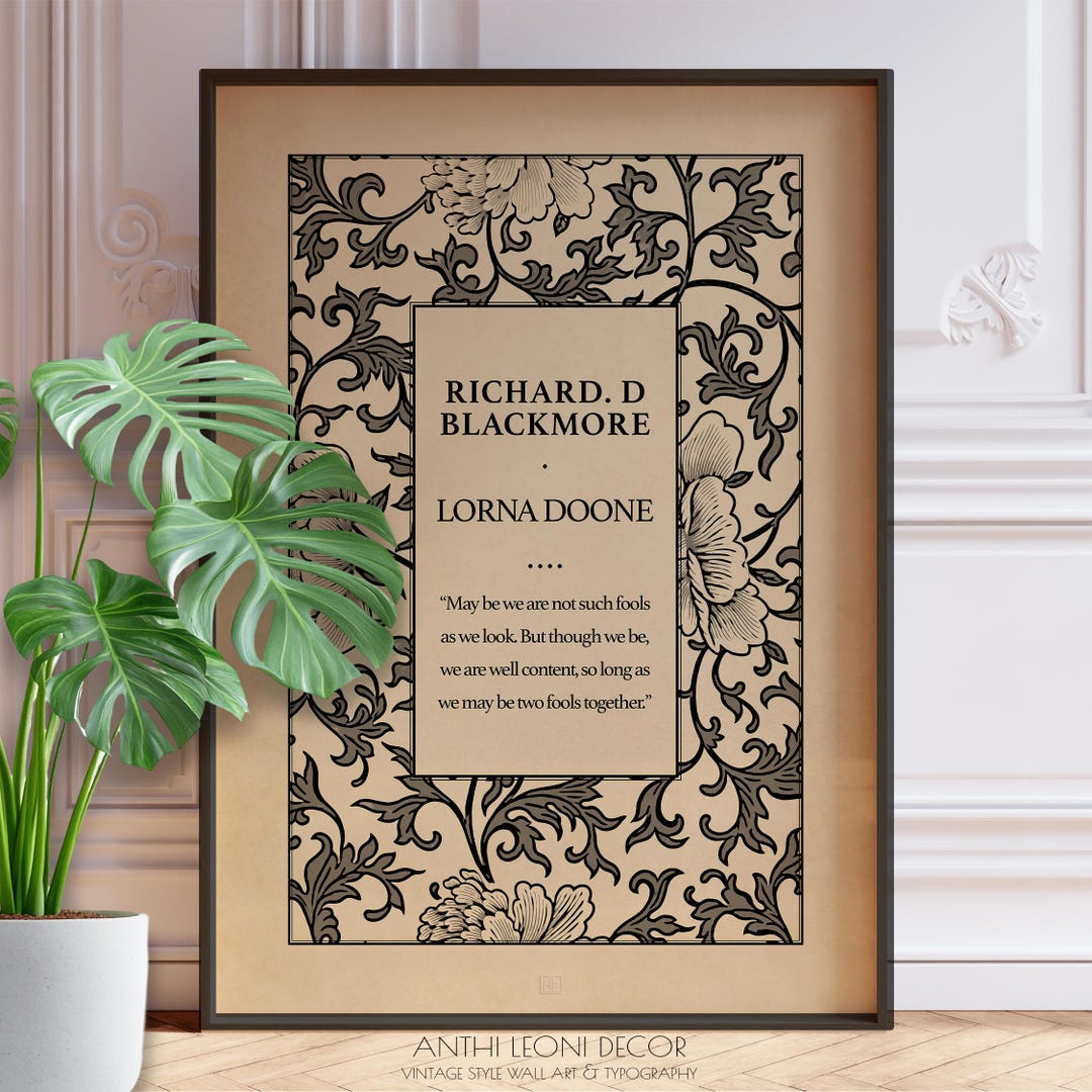 Lorna Doone Book Cover Art Print R D Blackmore Book Title Page Reading ...