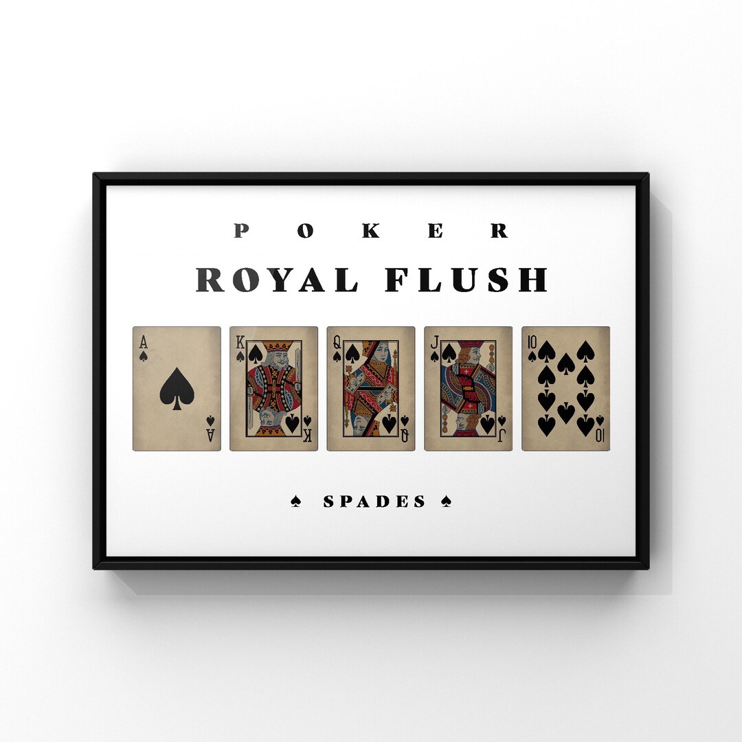 Spades Royal Flush Poker Hand Poster Chart Print, Texas Holdem Spades ...