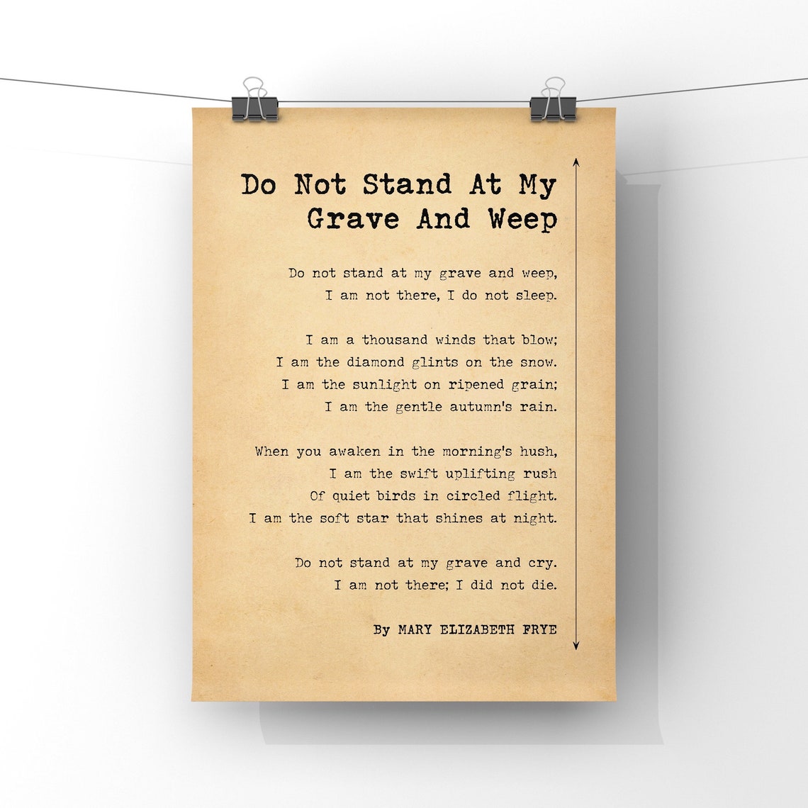 Do Not Stand at My Grave and Weep Poem Mary Elizabeth Frye - Etsy UK