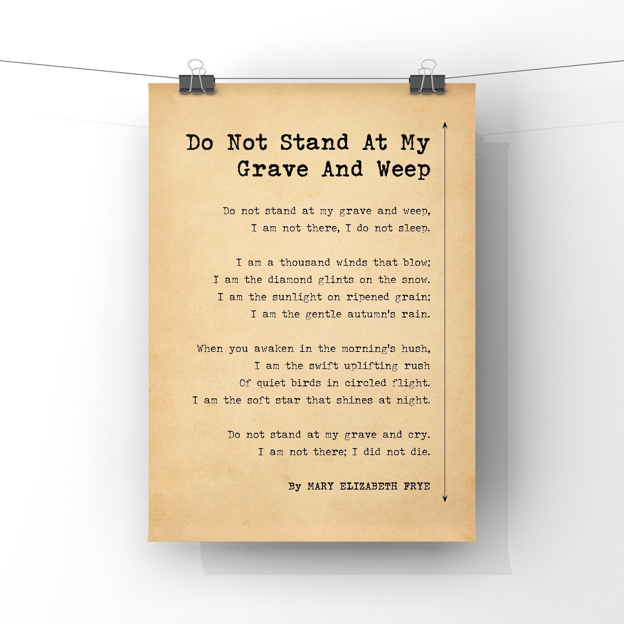 Do Not Stand at My Grave and Weep Poem Mary Elizabeth Frye - Etsy UK