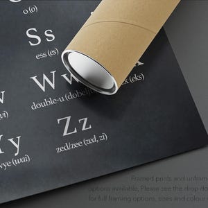 English Alphabet ABC Letters Black Poster Print Chart Adult Student ...