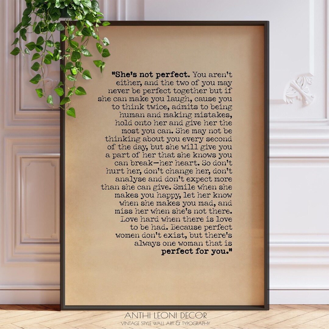 Vintage Quote Print Imperfectly Perfect She's Not Perfect Relationship ...