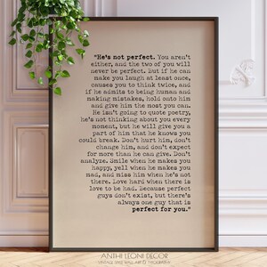 He's Not Perfect Love Quote Print | Romantic Poetry | Boyfriend Gift ...