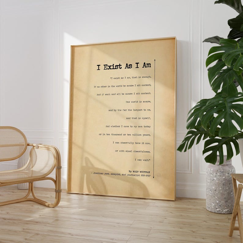 Walt Whitman Poem Print - "i Exist as I Am" Quote - Etsy