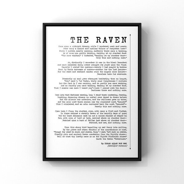 The Raven Poem - Etsy