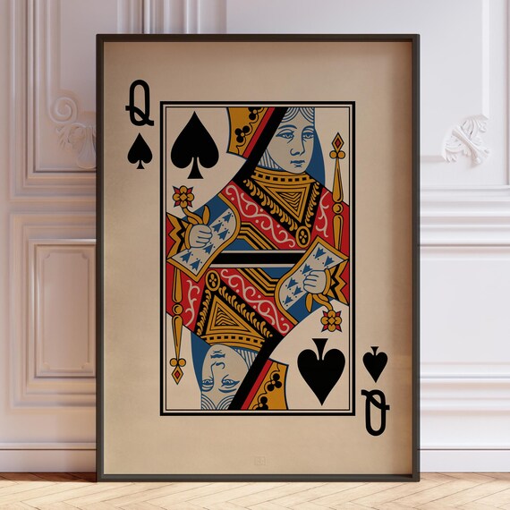 Queen Of Spades 5x7 Inch Print Etsy Queen Of Spades Playing Card Wall