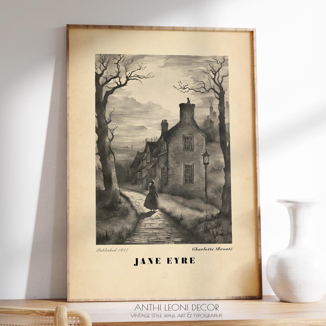 Jane Eyre Gothic Vintage Print - Literary Wall Art, Brontë Poster ...