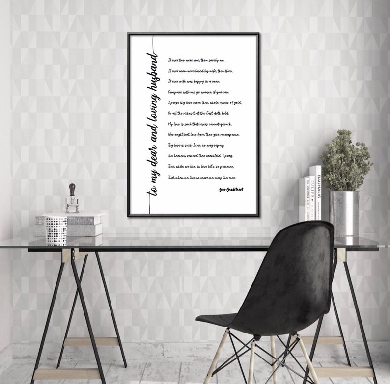 To My Dear and Loving Husband Poem by Anne Bradstreet Poster - Etsy