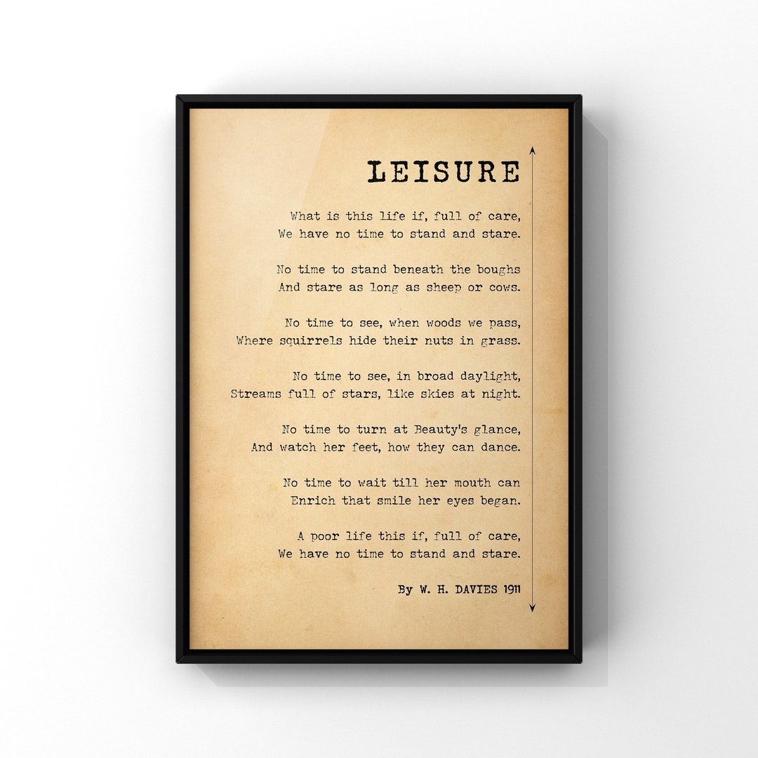 LEISURE Poem W.H. Davies Poster Print What is This Life We Have No Time ...