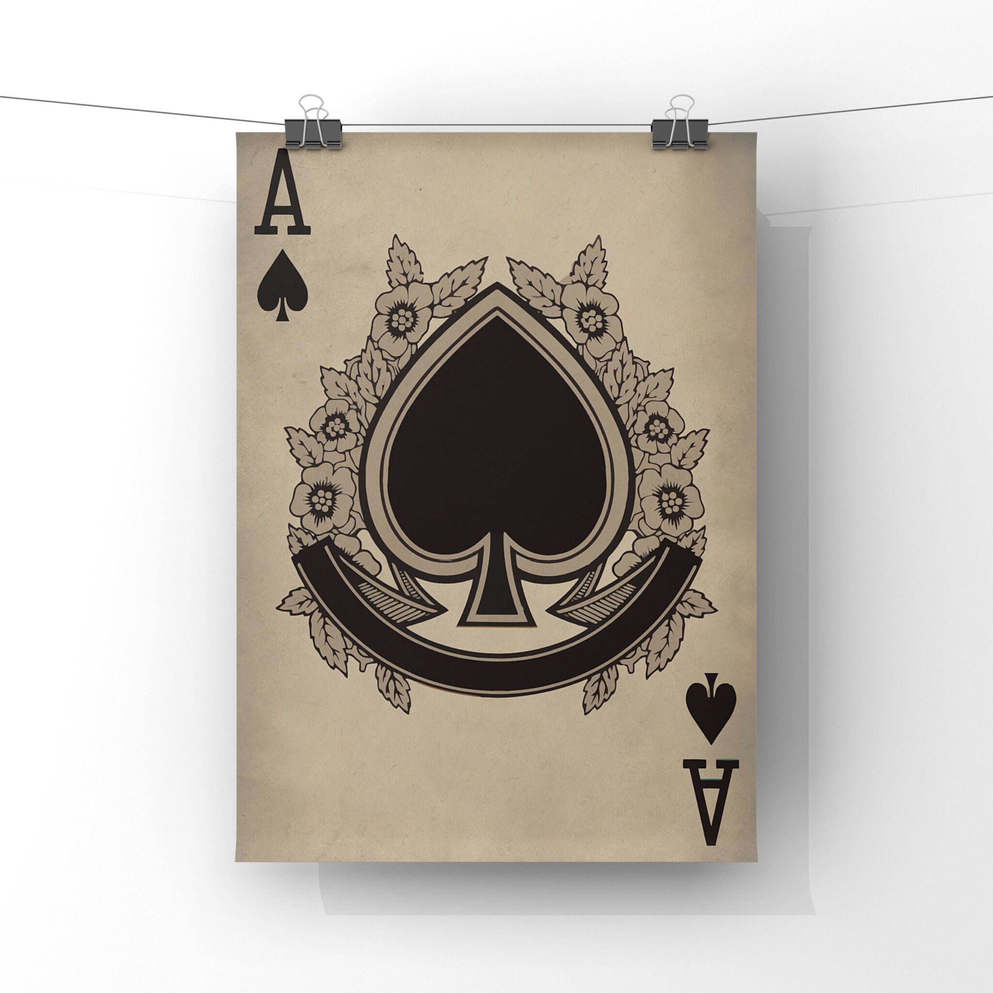 Decorative Ace of Spades Poster Print Ornate Vintage Playing - Etsy