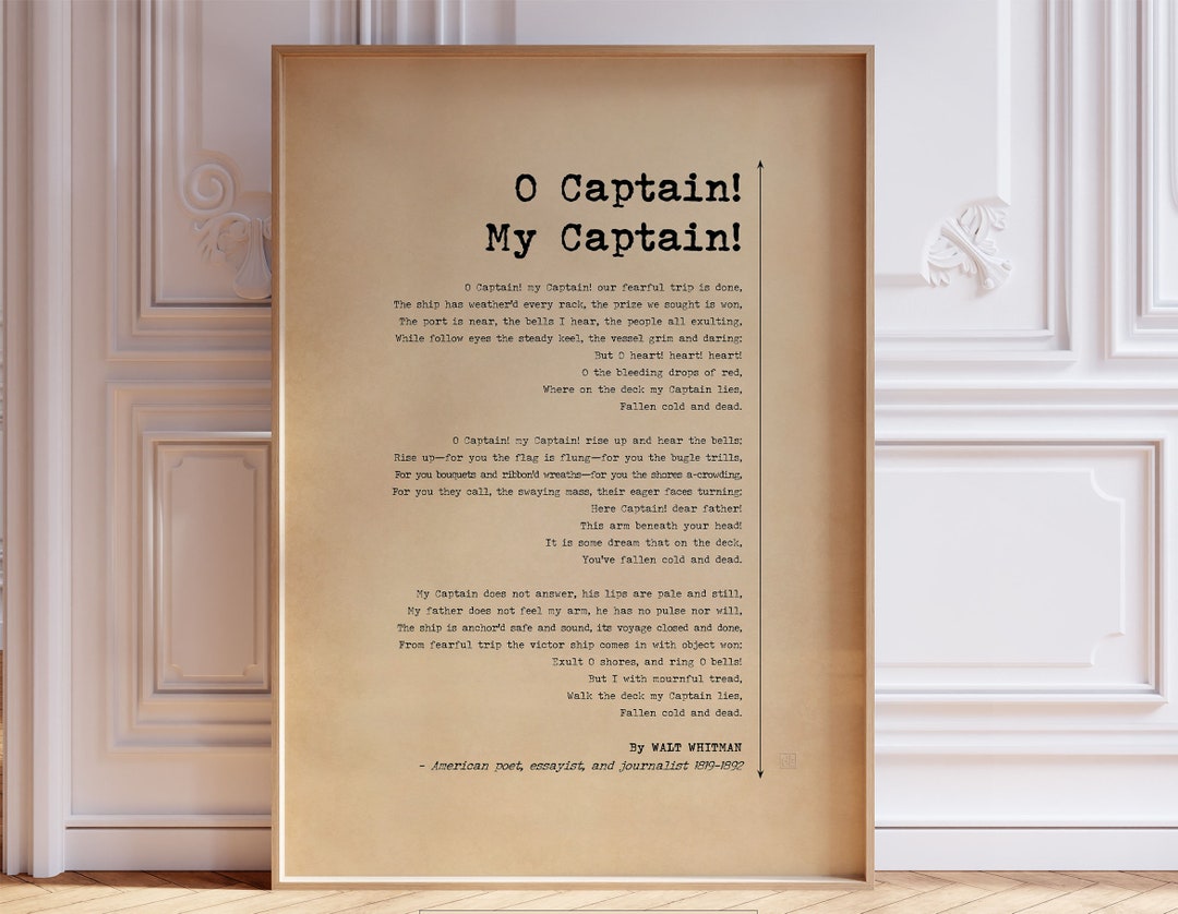 O Captain My Captain Poem par Walt Whitman Poster poème d'Abraham ...